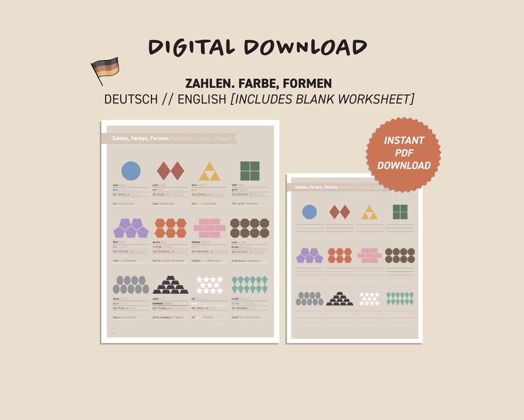 ZAHLEN FARBEN FORMEN Digital - German Language Poster - Numbers ...