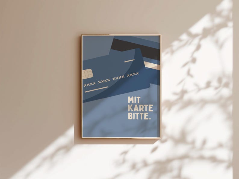 MIT KARTE BITTE Art German Minimalist Poster Phrase Gift for German ...