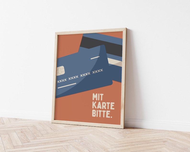 MIT KARTE BITTE Art German Minimalist Poster Phrase Gift for German Learner Minimalist German ...