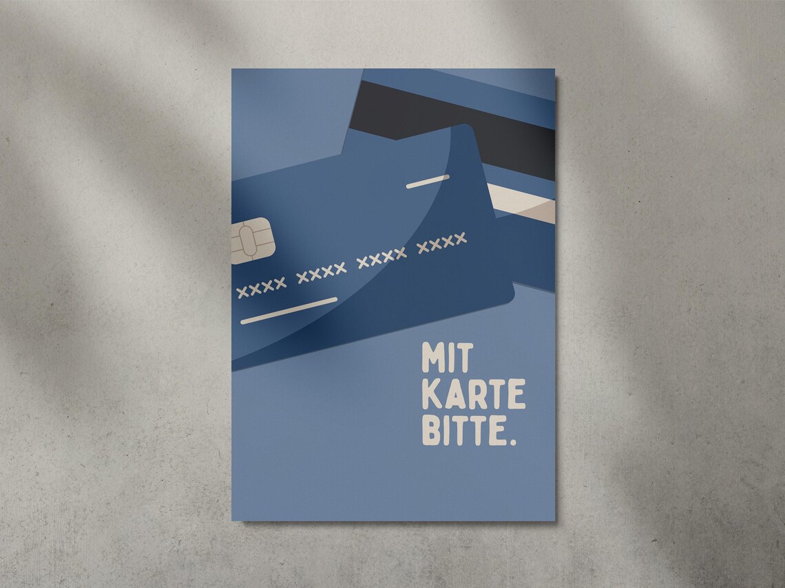 MIT KARTE BITTE Art German Minimalist Poster Phrase Gift for German Learner Minimalist German ...