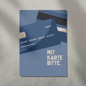 MIT KARTE BITTE Art German Minimalist Poster Phrase Gift for German ...