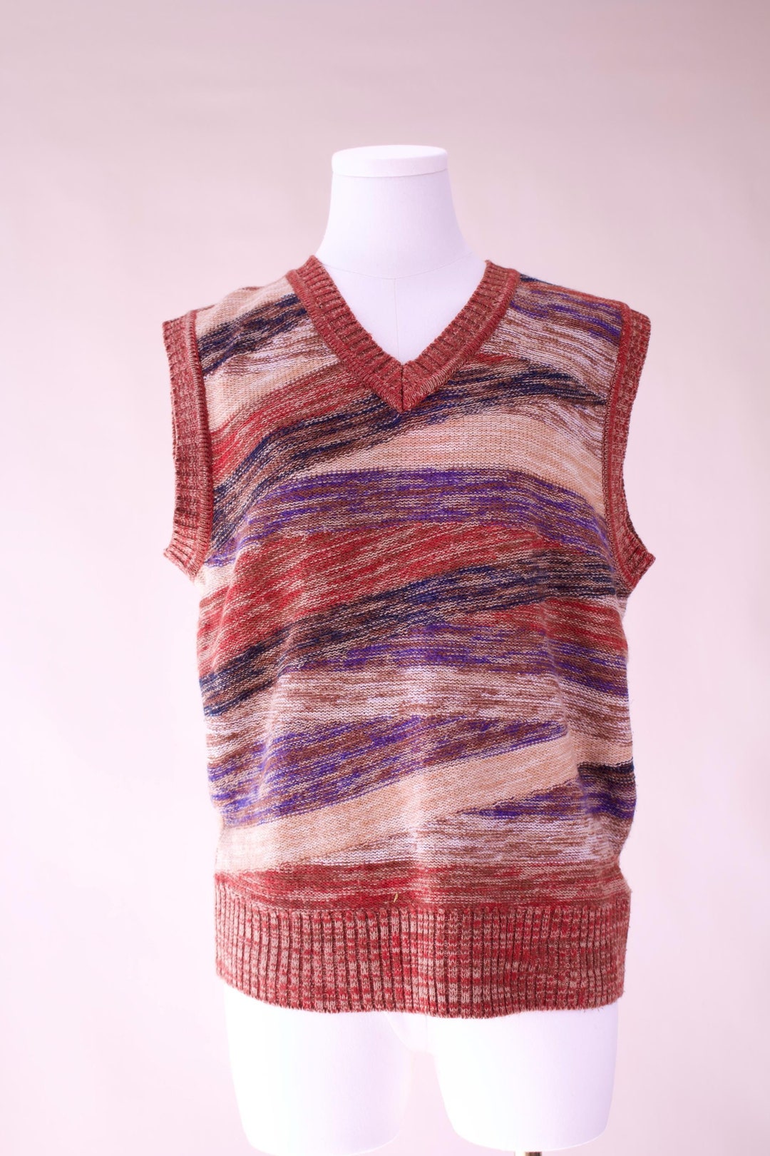 Vintage Collageman Acrylic Sweater Vest - Etsy