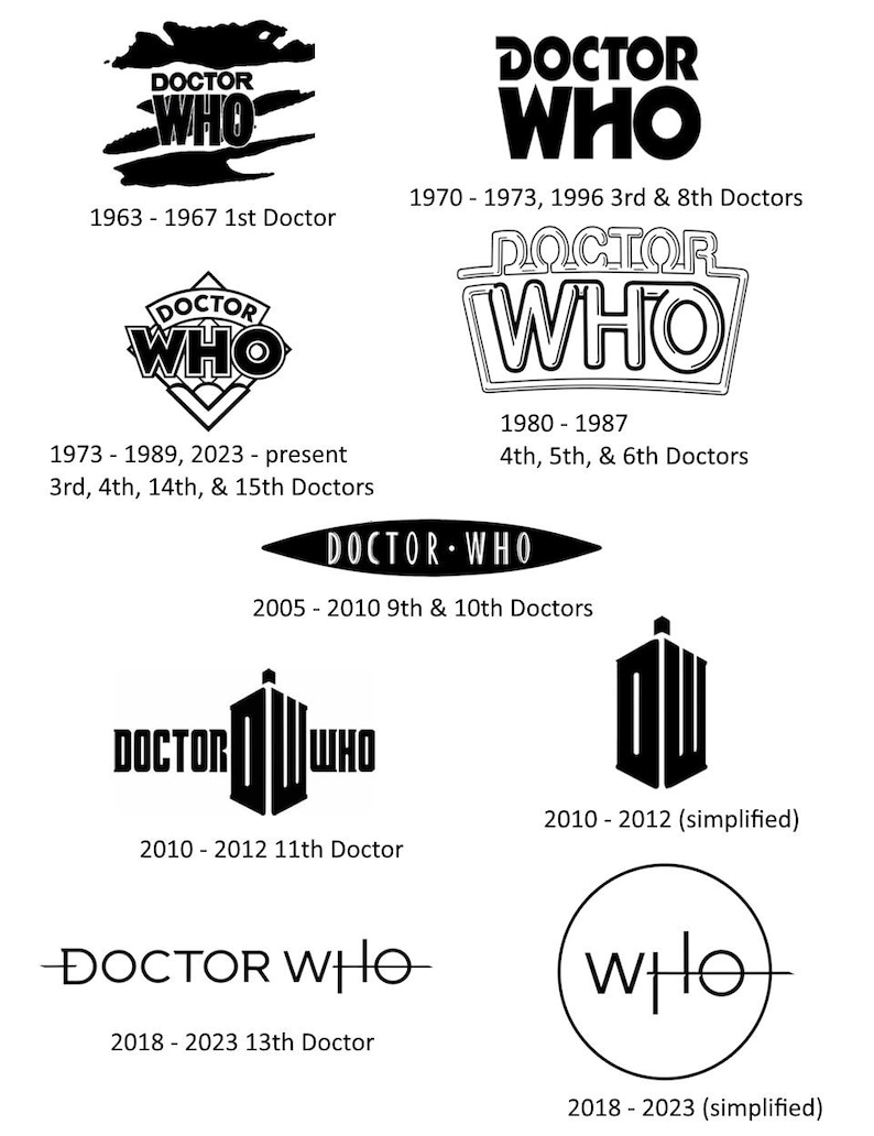Doctor Who Logo Collection | Set of Vinyl Decals Featuring Classic ...