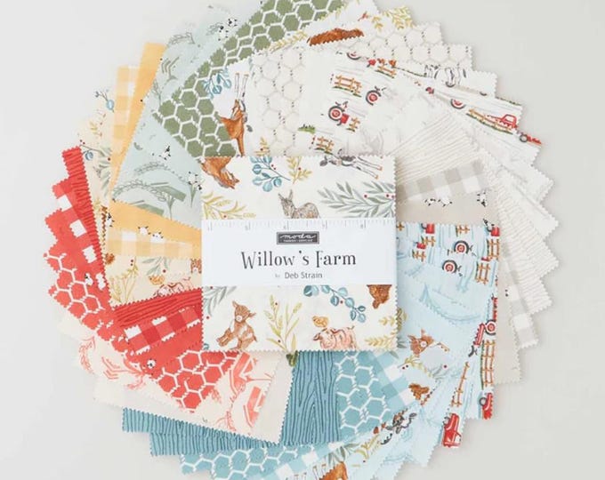 Willows Farm Charm Pack 56100PP Moda - (42) 5" X 5" Squares-farm Animal ...