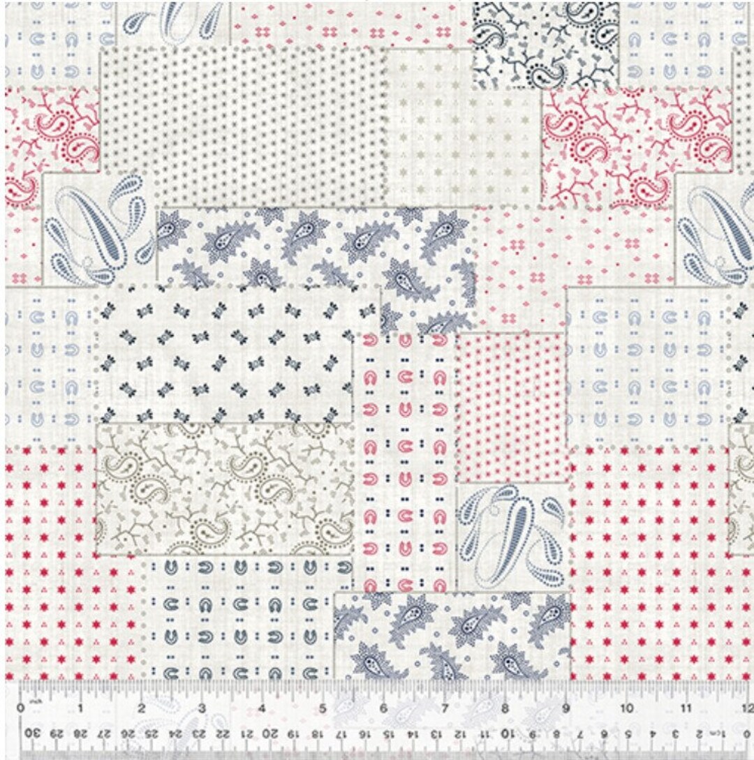 Beacon WF53633 3 by Whistler Studios Patchwork Low Volume Fabric Patriotic Paisley Western ...