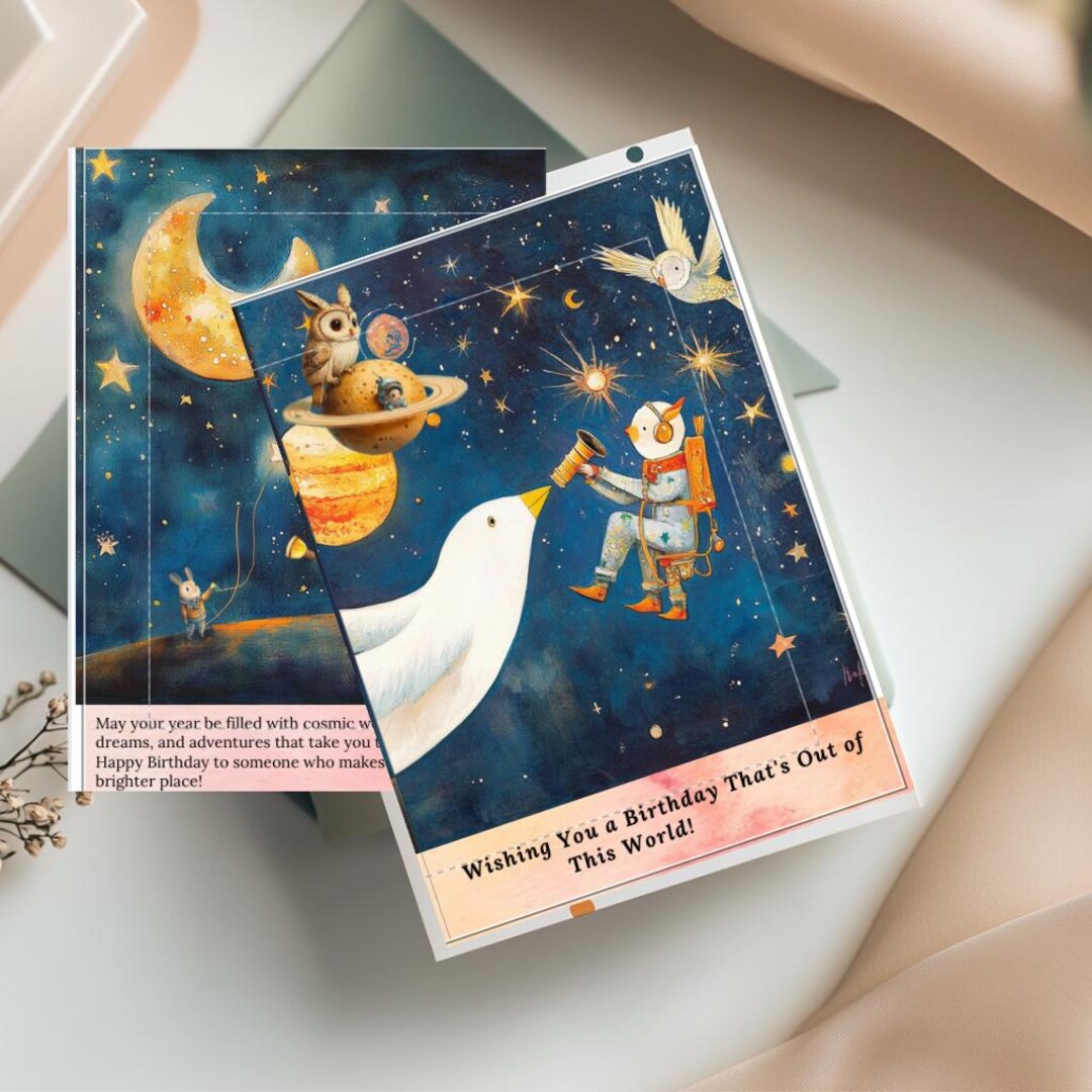 Out of This World Birthday Card Cosmic Greeting Space-themed Birthday ...