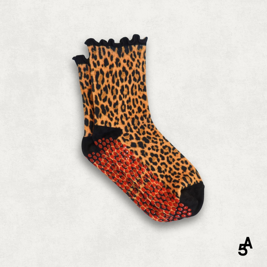 Leopard Print Pilates Socks: Non-slip Barre Yoga Grip Socks - Etsy