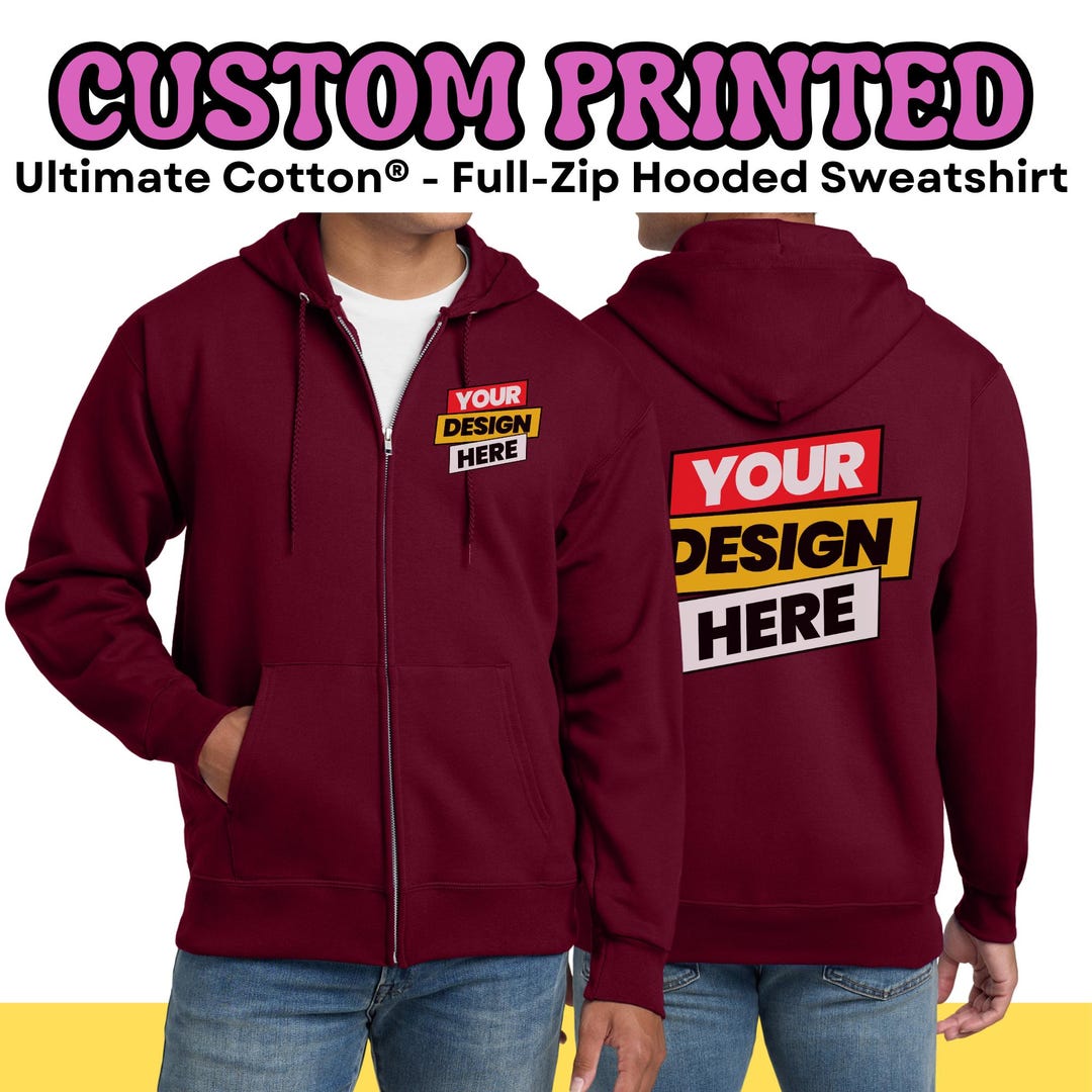 Personalized Zip up Hoodie, Custom Zip up Fleece Jacket, Team Logo Zip ...