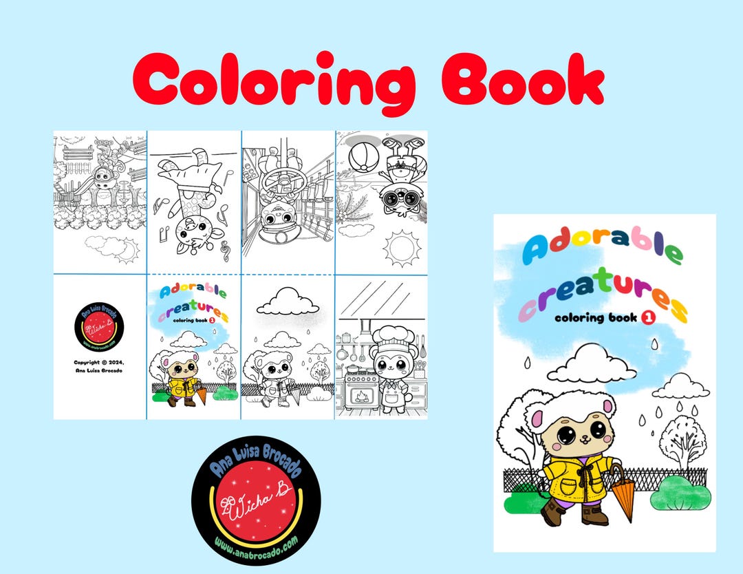Mini Printable Coloring Book With Adorable Illustrations - Etsy UK
