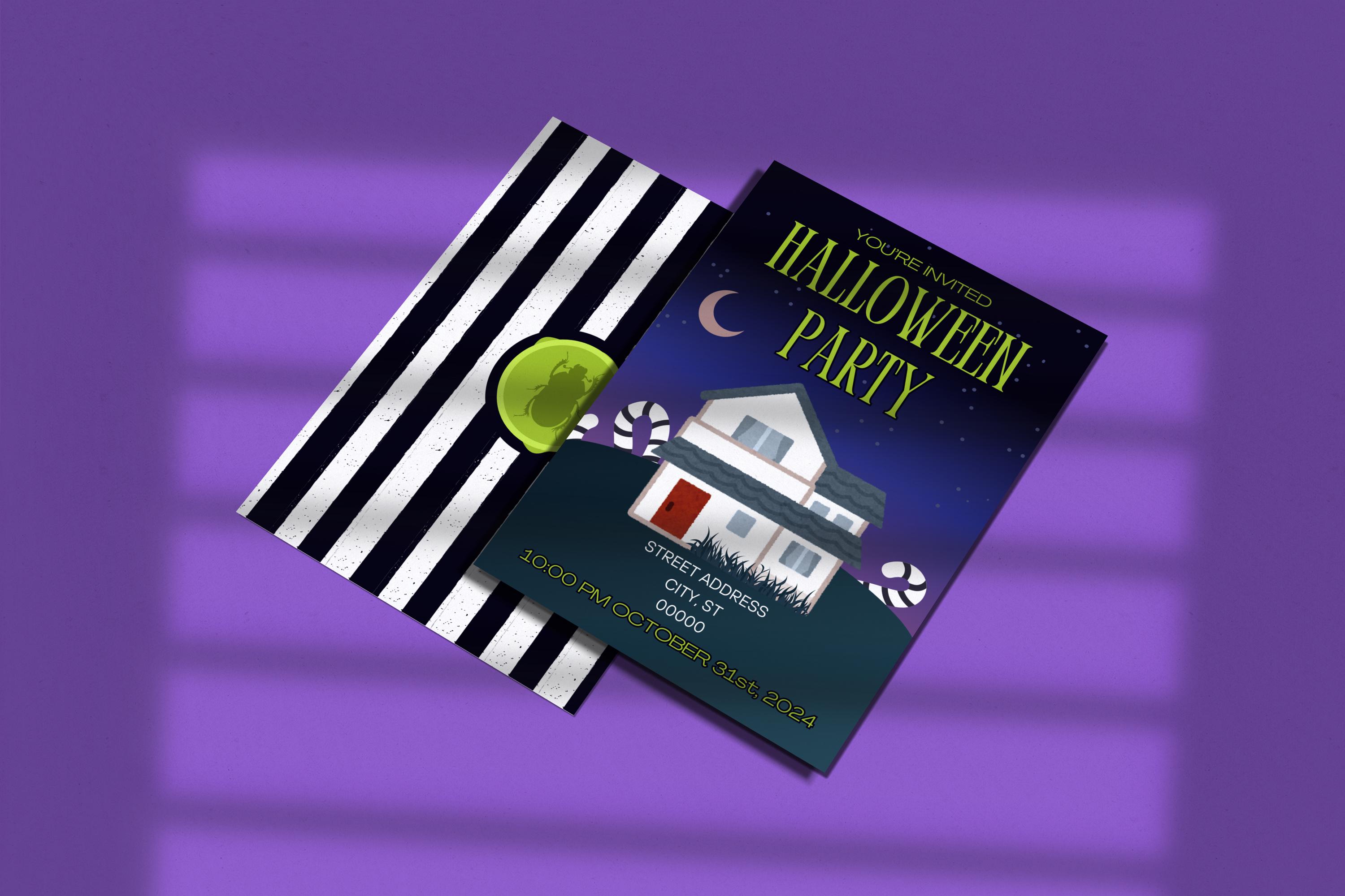 Beetlejuice Betelgeuse Horror Movie Themed Halloween Party Invitation ...