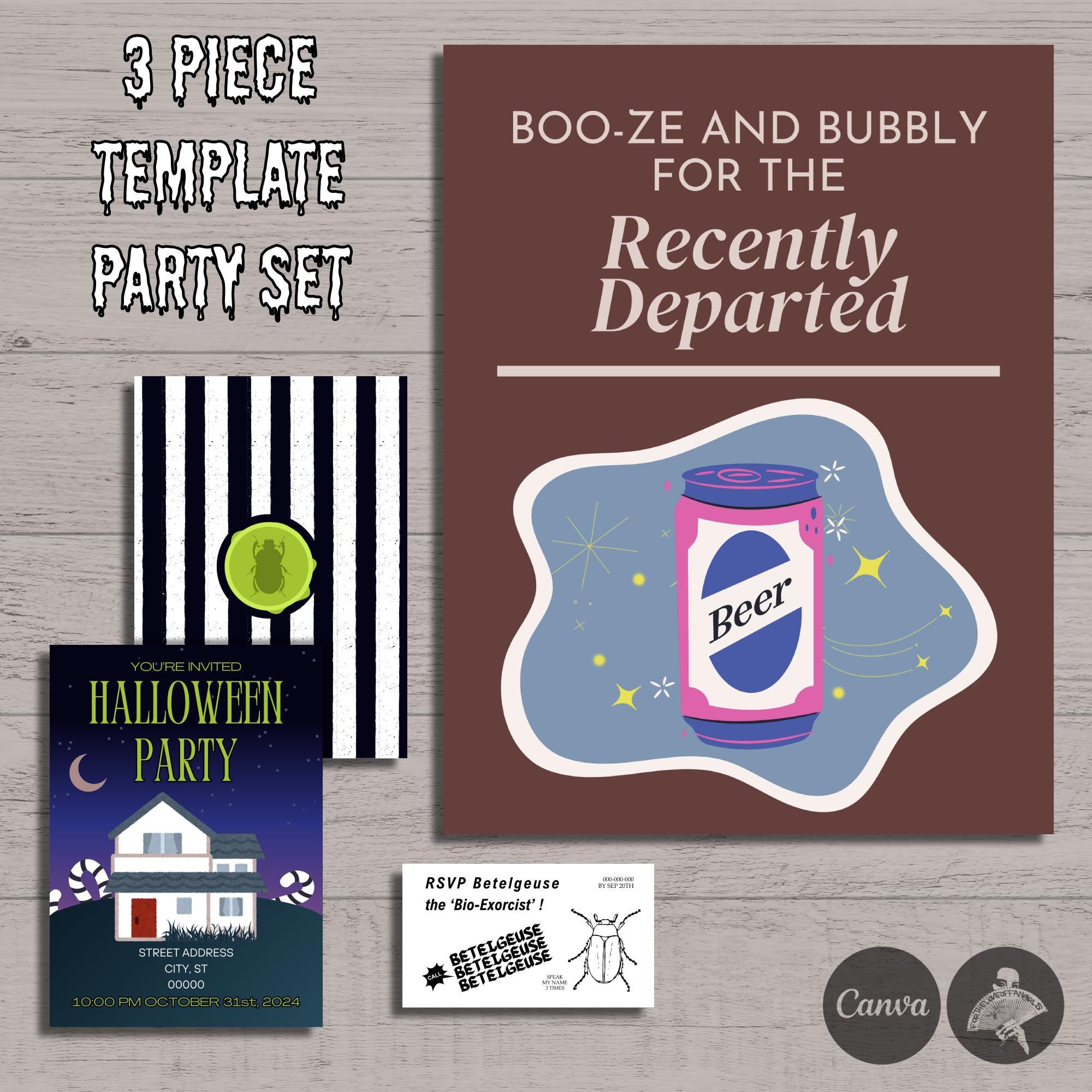 Beetlejuice Betelgeuse Horror Movie Themed Halloween Party Invitation ...