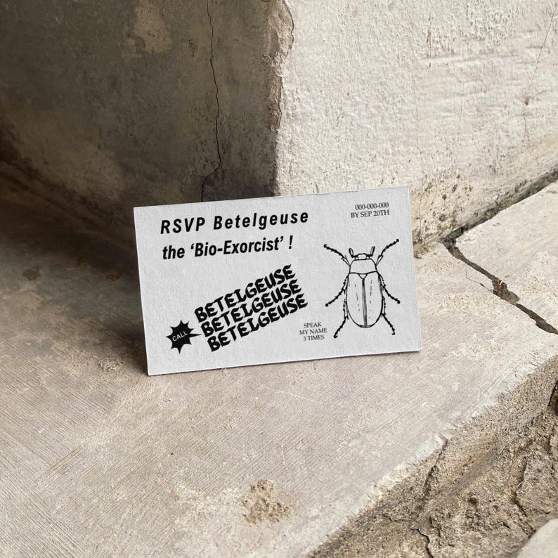 Beetlejuice Betelgeuse Horror Movie Themed Halloween Party Invitation ...