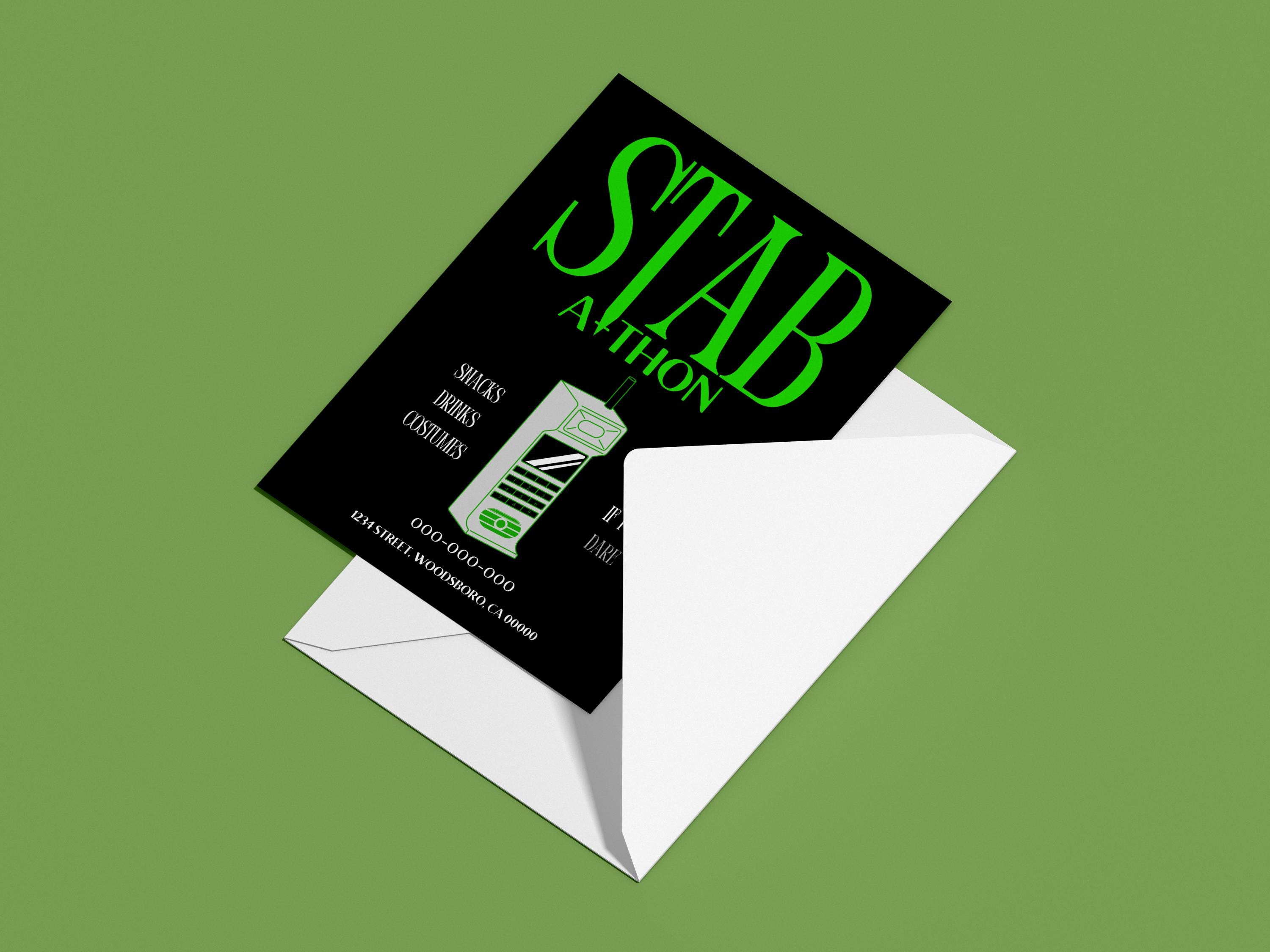 Scream Inspired Stab-a-thon Ghostface Halloween Party Invitation Canva ...