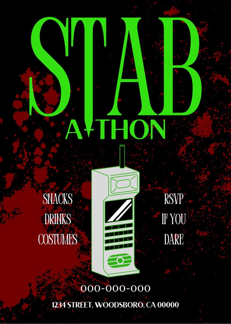 Scream Inspired Stab-a-thon Ghostface Halloween Party Invitation Canva ...