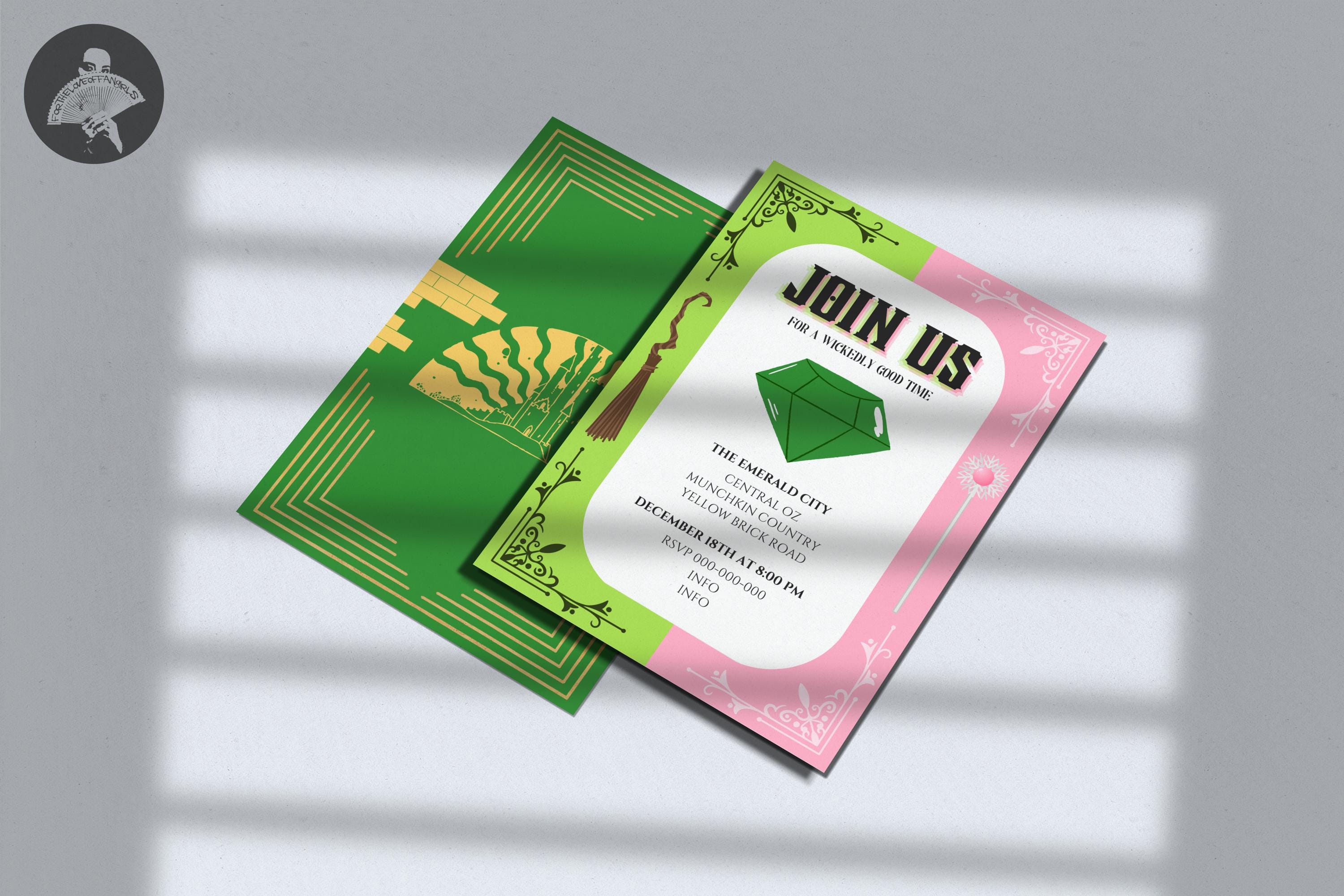 Wicked Musical Birthday Invitation: Glinda & Elphaba, Emerald City ...