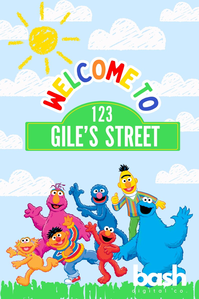 24x36 Sesame Street Birthday Welcome Sign, Sesame Street, Digital ...