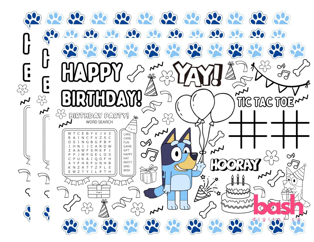 Bluey Birthday Coloring Page, Activity Sheet, Canva Editable, Printable ...