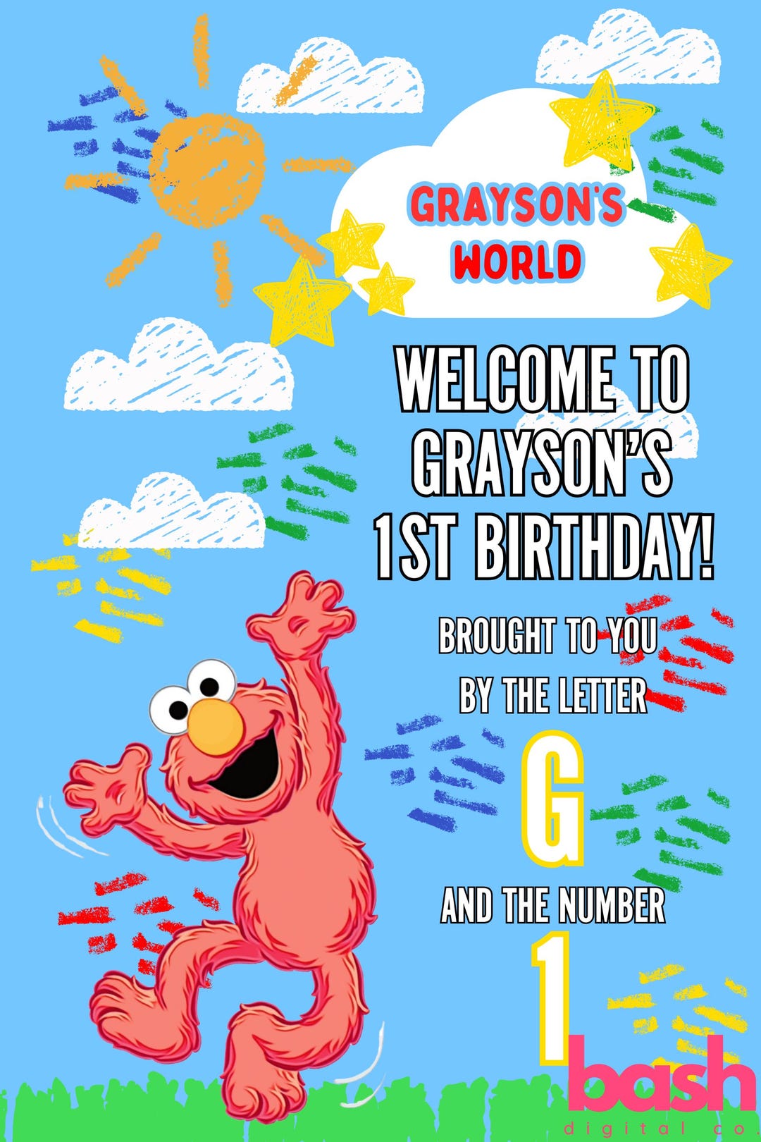 Elmo Birthday Welcome Sign, Sesame Street, Digital Download ...