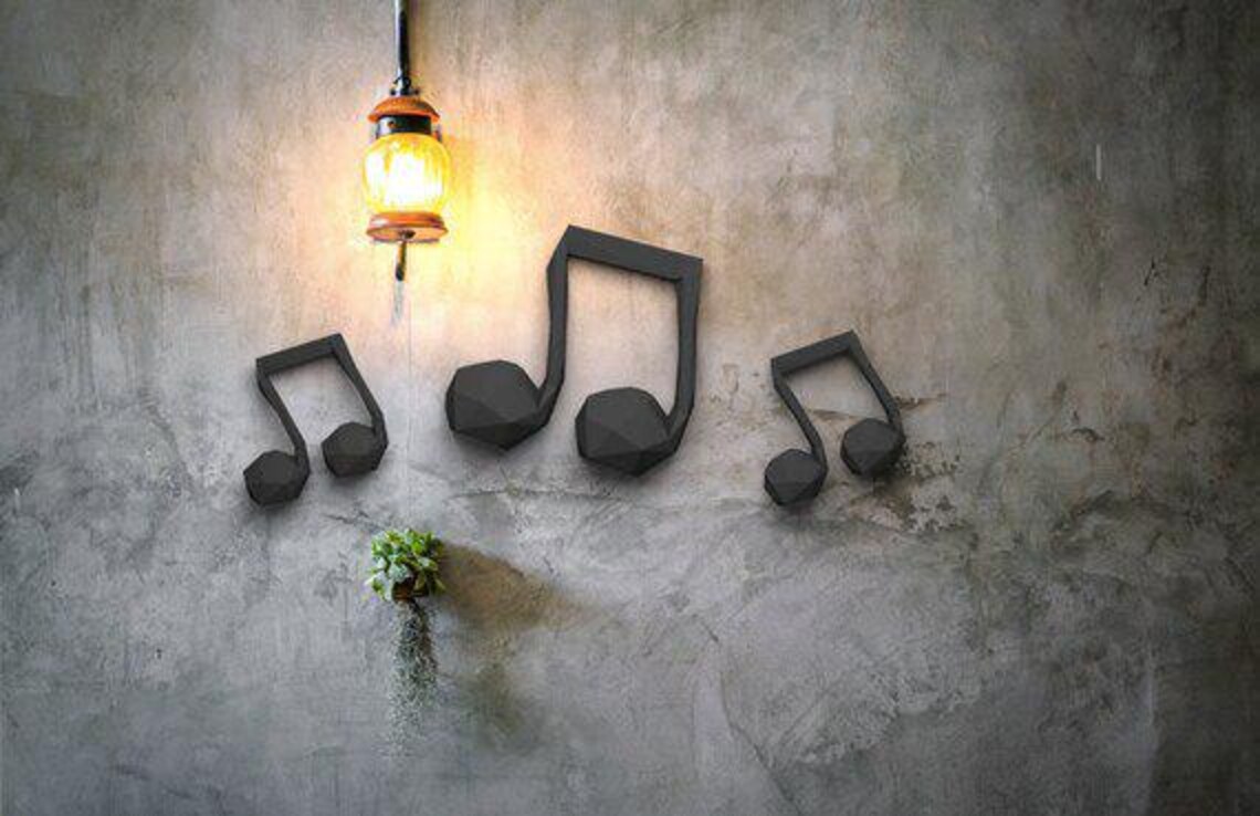 3D Music Note Papercraft Template | Low Poly DIY Wall Art PDF ...