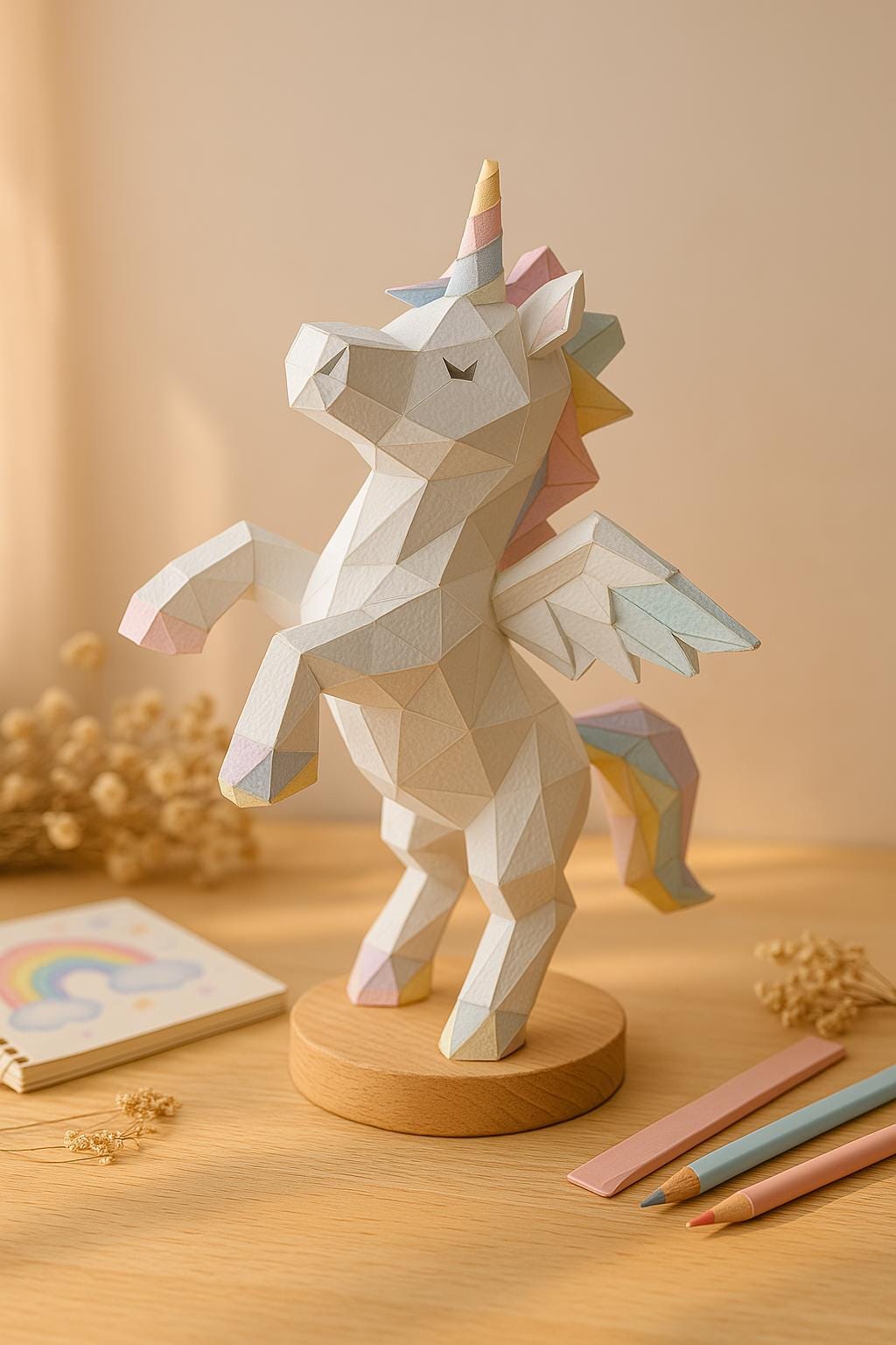 Unicorn Papercraft Template | 3D Low Poly DIY Animal Model PDF ...