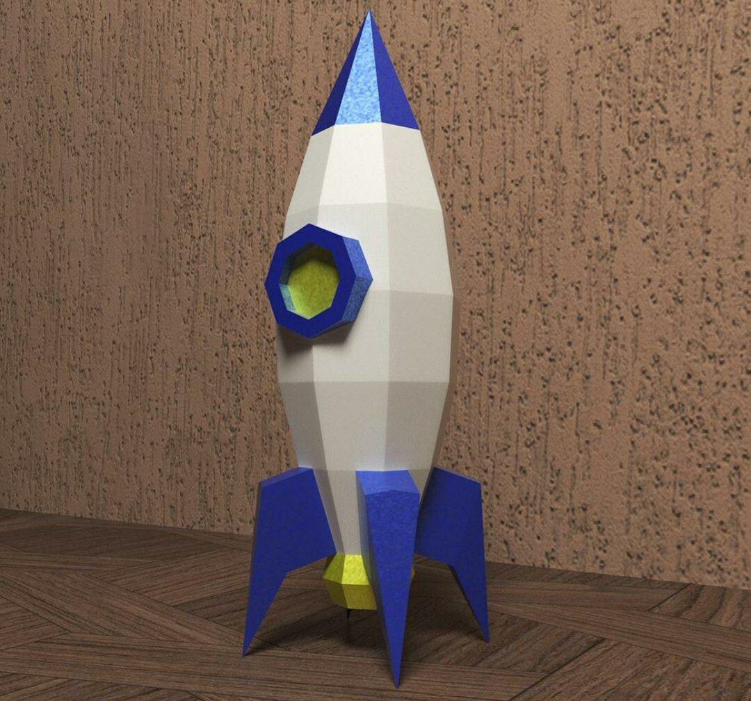Rocket Papercraft Template | 3D DIY Low Poly Model PDF | Easy Printable ...