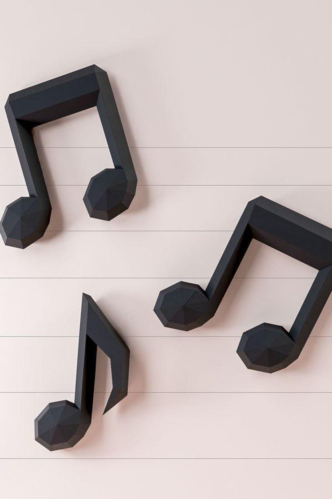 3D Music Note Papercraft Template | Low Poly DIY Wall Art PDF ...