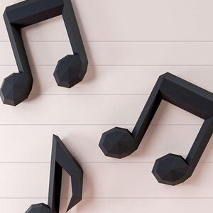 3D Music Note Papercraft Template | Low Poly DIY Wall Art PDF ...