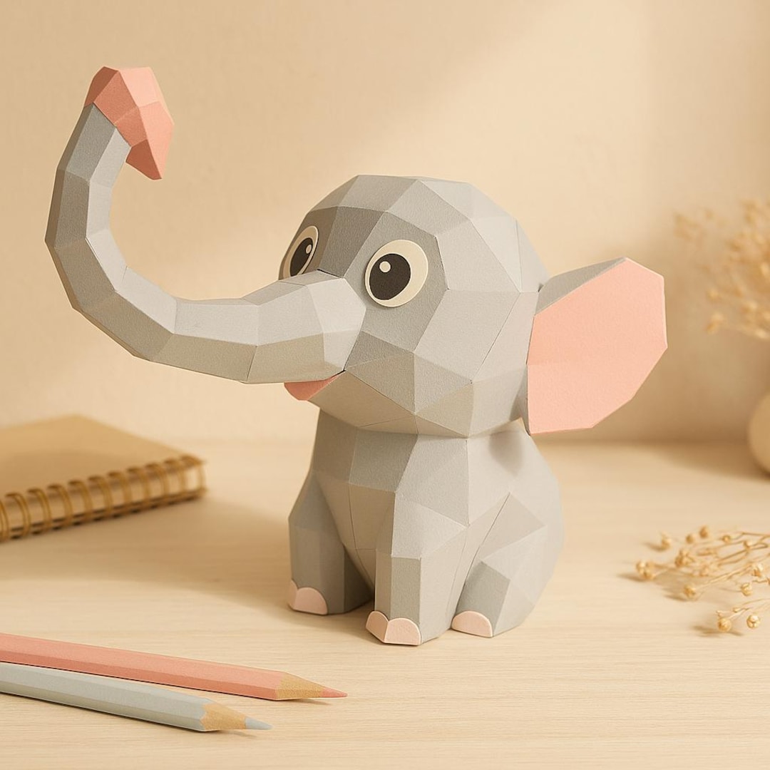 Elephant Papercraft Template | 3D DIY Low Poly Model PDF | Easy ...