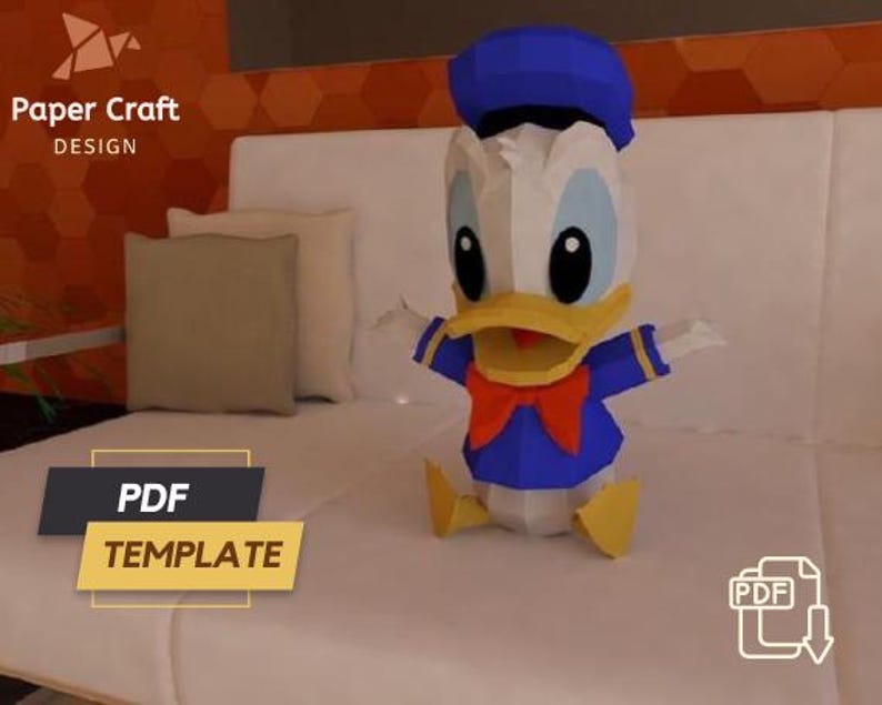 DIY Papercraft Donald Baby Duck, Low Poly Papercraft, PDF Template ...