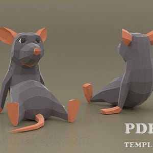Rat Papercraft Template PDF | 3D Low Poly Rodent Model for DIY Decor ...