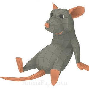 Rat Papercraft Template PDF | 3D Low Poly Rodent Model for DIY Decor ...