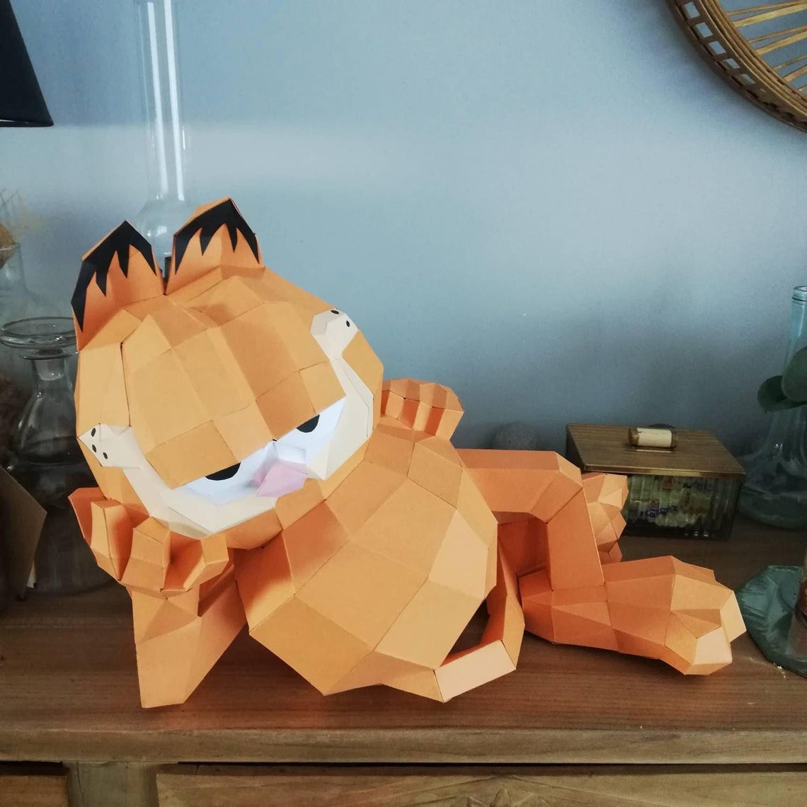 Garfield Papercraft Template | 3D Low Poly Cartoon Cat Model PDF | Fun ...