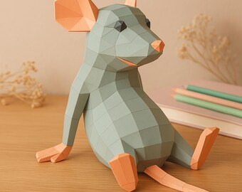 Rat Papercraft Template PDF | 3D Low Poly Rodent Model for DIY Decor ...