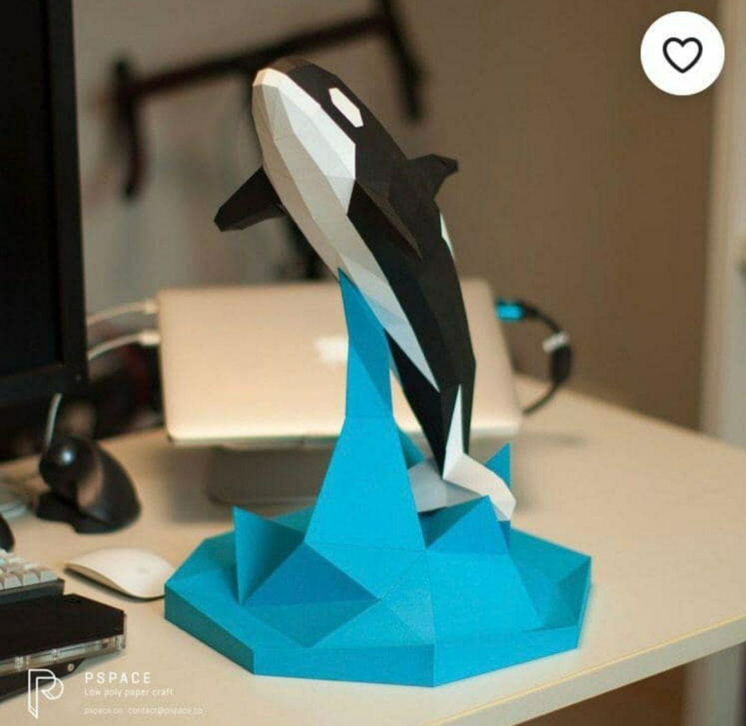 Whale Papercraft Template | 3D DIY Low Poly Model PDF | Easy Printable ...