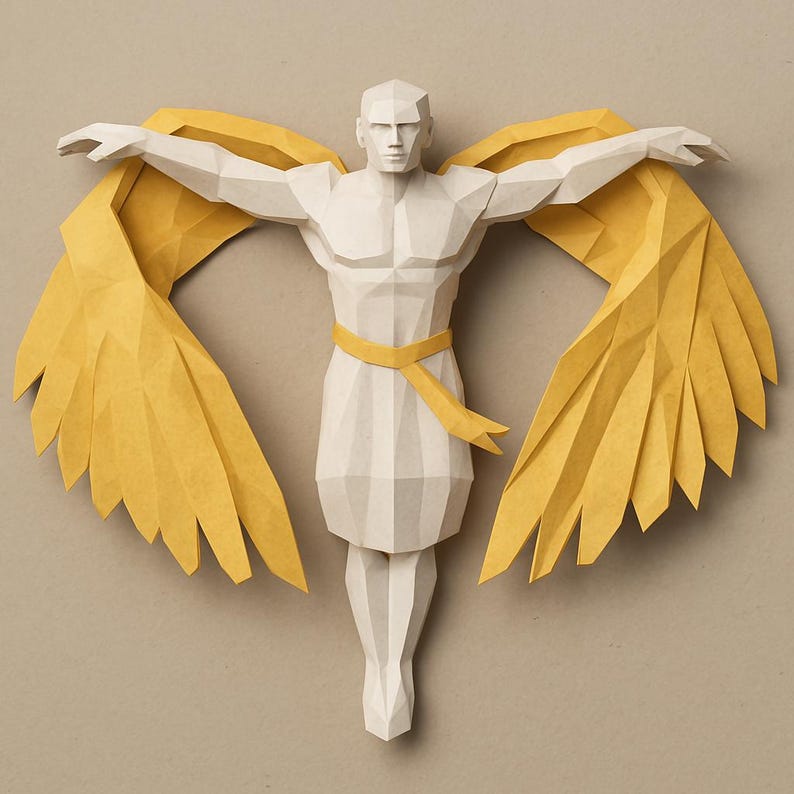 Angel Papercraft Template | 3D DIY Low Poly Model PDF | Easy Printable ...