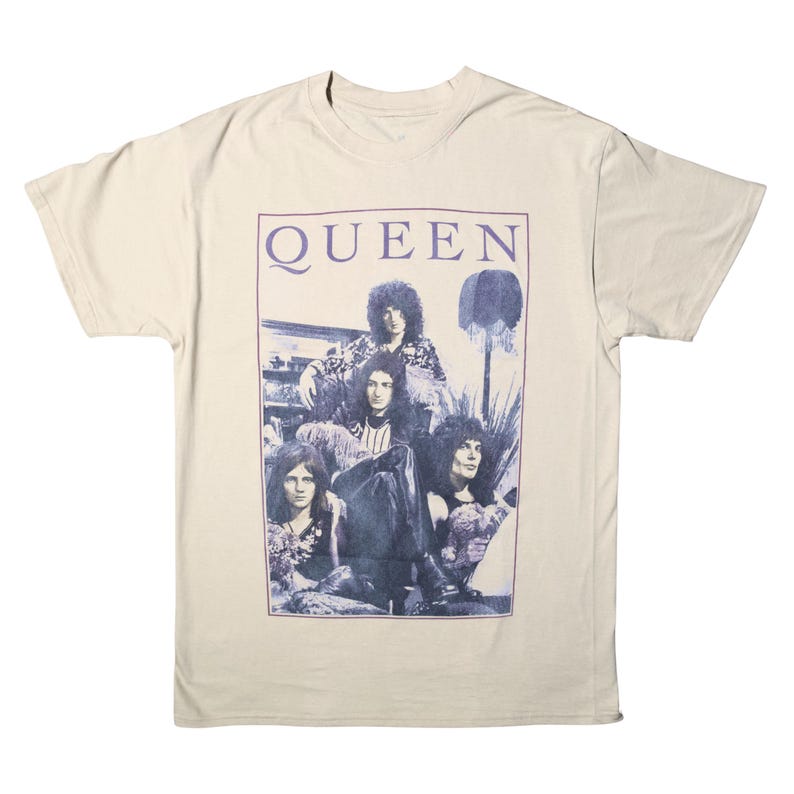 Official Queen Band T-shirt: Beige Unisex Freddie Mercury Graphic Tee ...