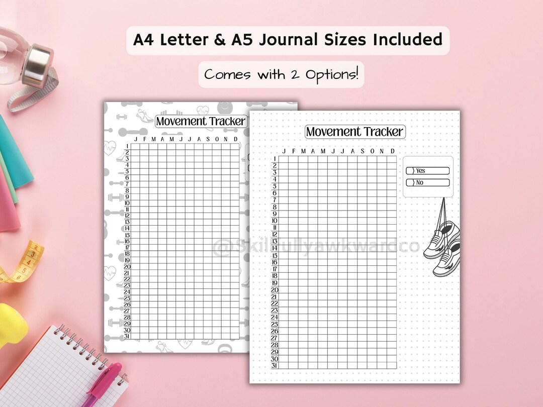 Printable Movement Tracker: Simple Daily Exercise Tracker (A4 / A5 PDF ...