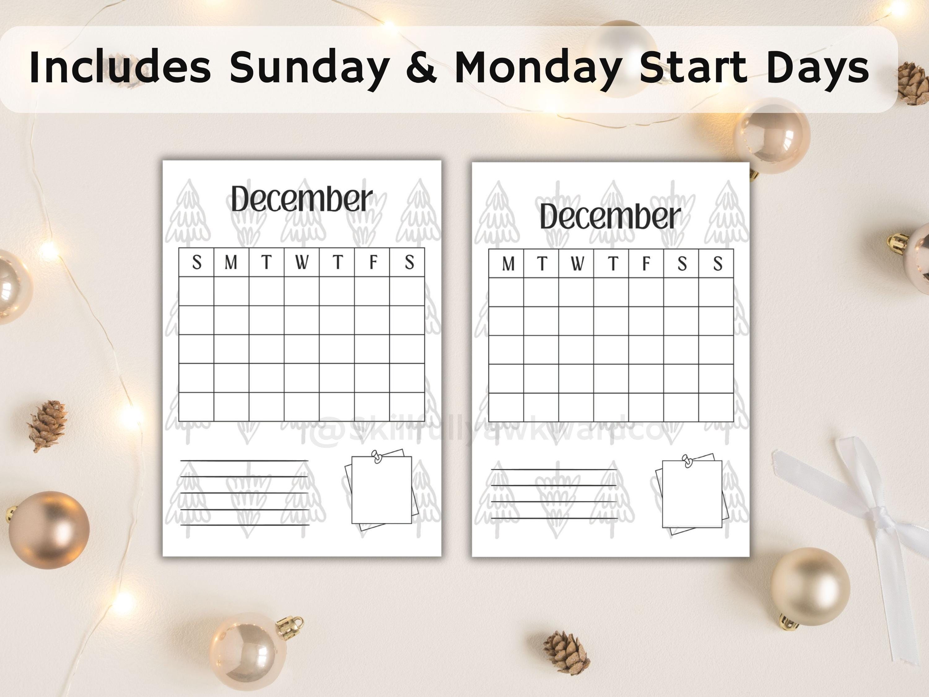 December Printable Calendar & Journal Cover | A4 + A5 | Monday + Sunday ...