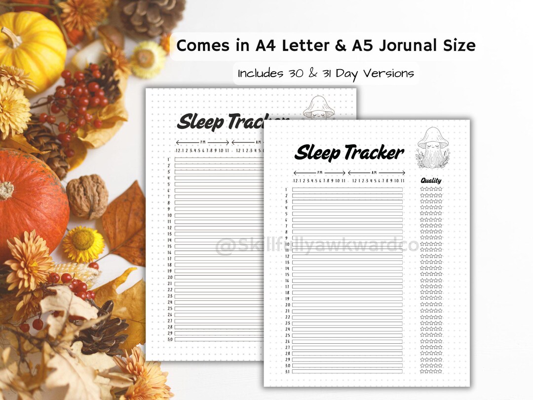 Mushroom Sleep Tracker | Printable Sleep Log Journal Insert | Bujo PDF ...