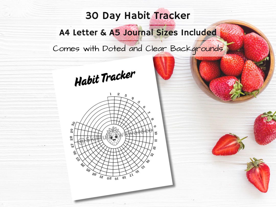 Strawberry Habit Tracker Printable: 30-day Wheel, A4 A5 PDF Planner - Etsy