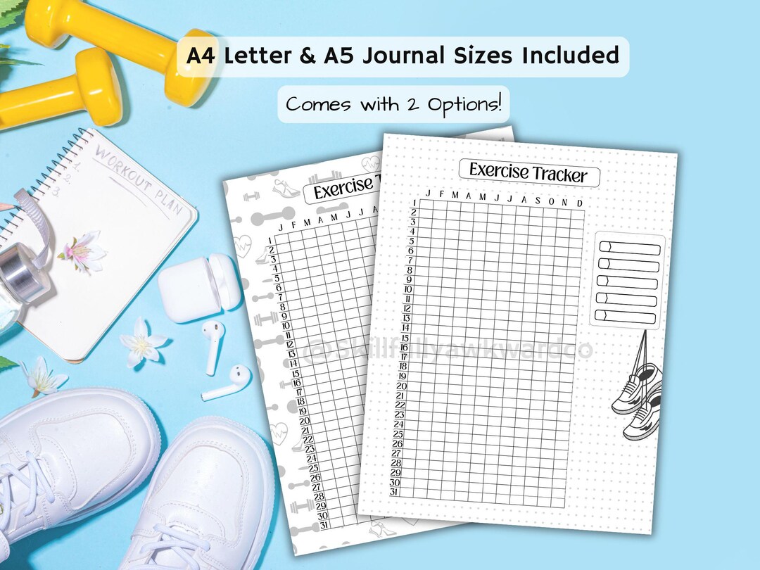 Printable Fitness Log: Yearly Exercise Tracker Journal Insert (A4 / A5 ...