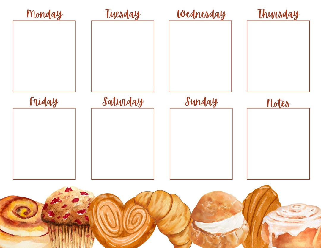 Weekly Planner Organizer Blank Printable Page Digital File Download ...