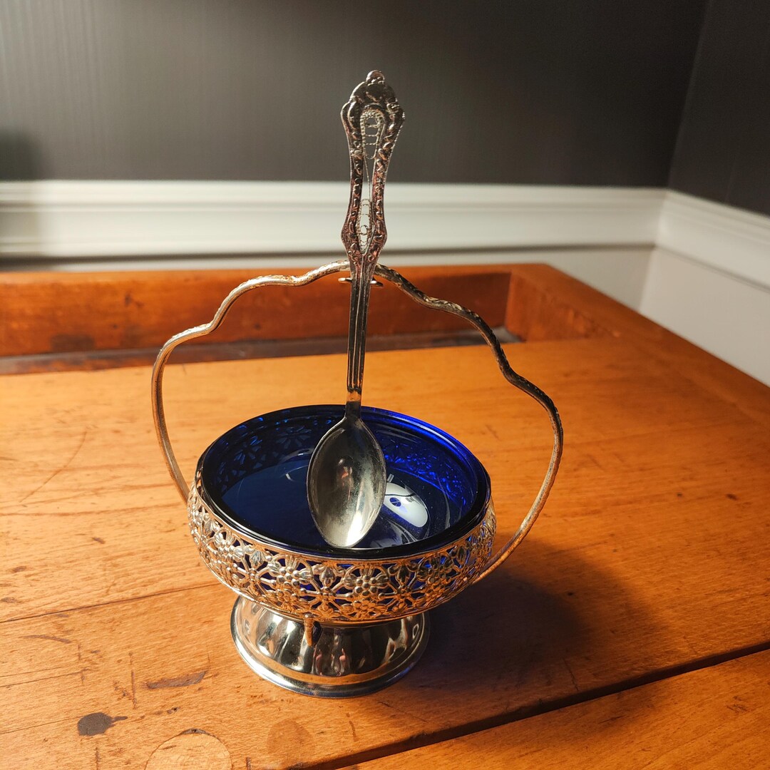 Mayell Epon Steel Vintage Sugar Glass Bowl With Spoon Made in England ...