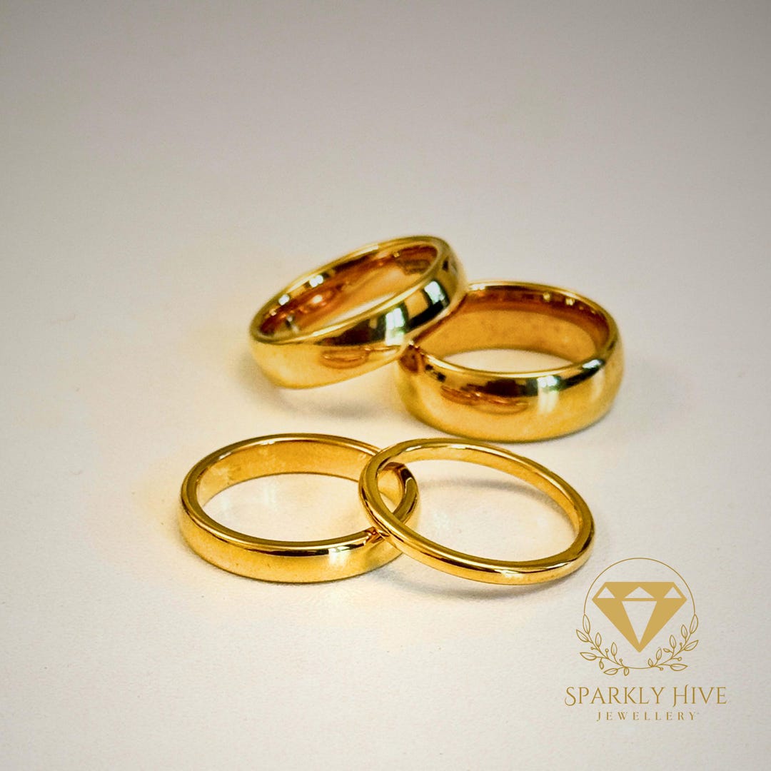 Custom Simple Plain Gold Ring for Men, Personalised Gold Ring for Male ...