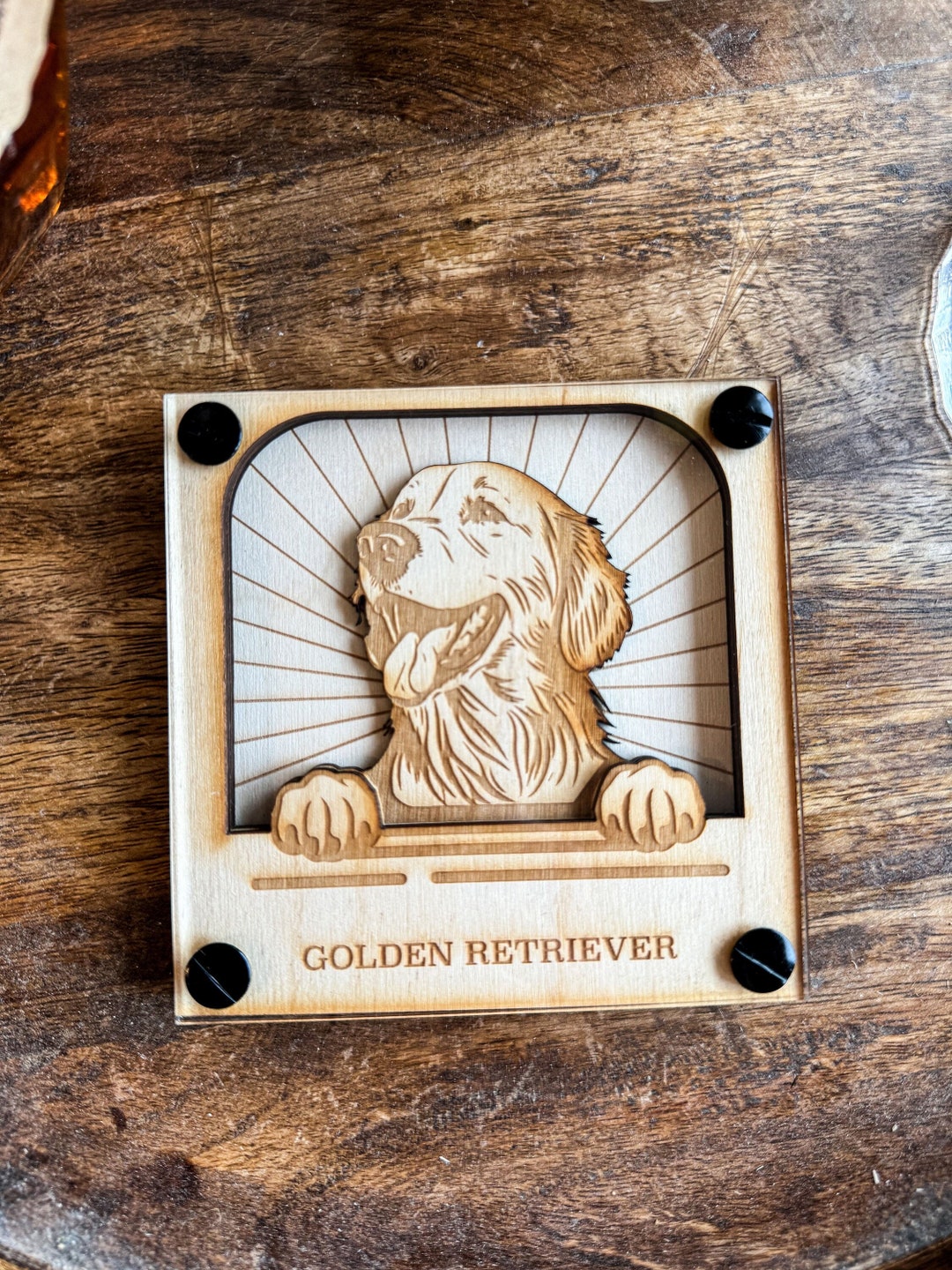 Golden Retriever Layered Coaster (set of 2), 3D Wood Coaster, Dog Owner ...