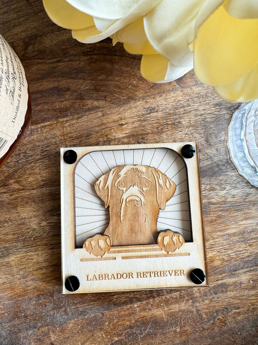 Labrador Retriever Layered Coaster (set of 2), 3D Wood Coaster, Dog ...
