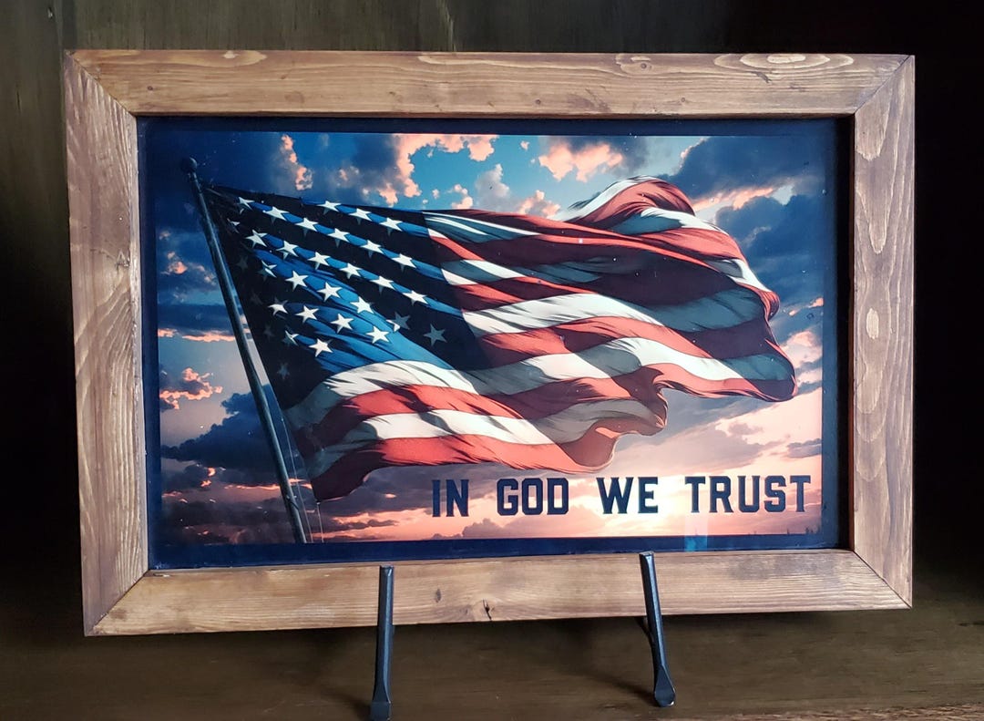 Patriotic Wall Art / Flag Wall Sign / Farmhouse Wall Art / Framed Wood ...
