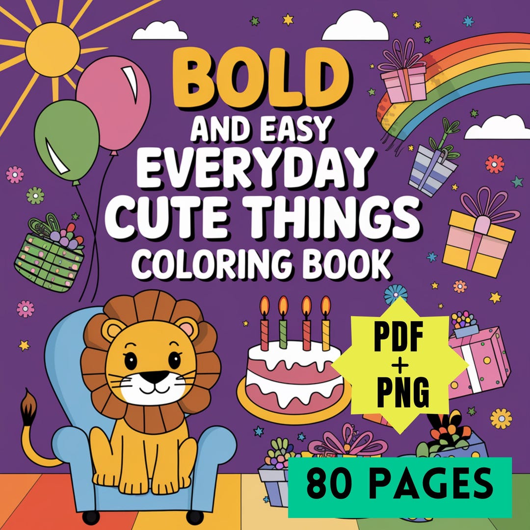 Bold and Easy Kawaii Coloring Book for Kids: Printable PDF (instant ...