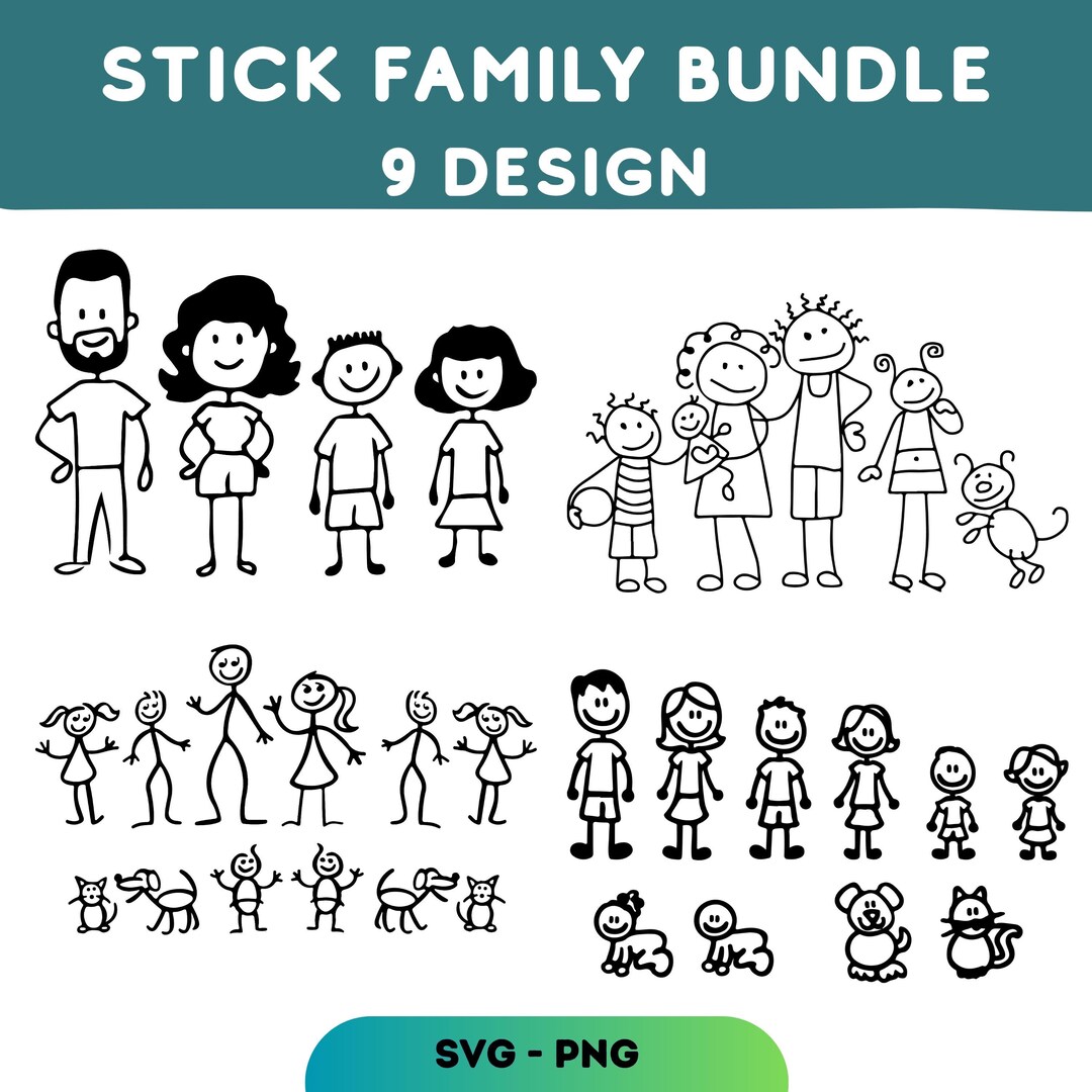 Stick Family SVG Bundle, Stick Family Cut Files, Figure Svg, Stick ...