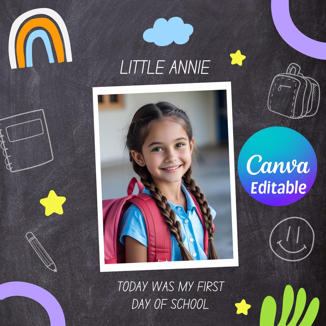 Editable First Day of School Photo Prop: Canva Template (digital ...